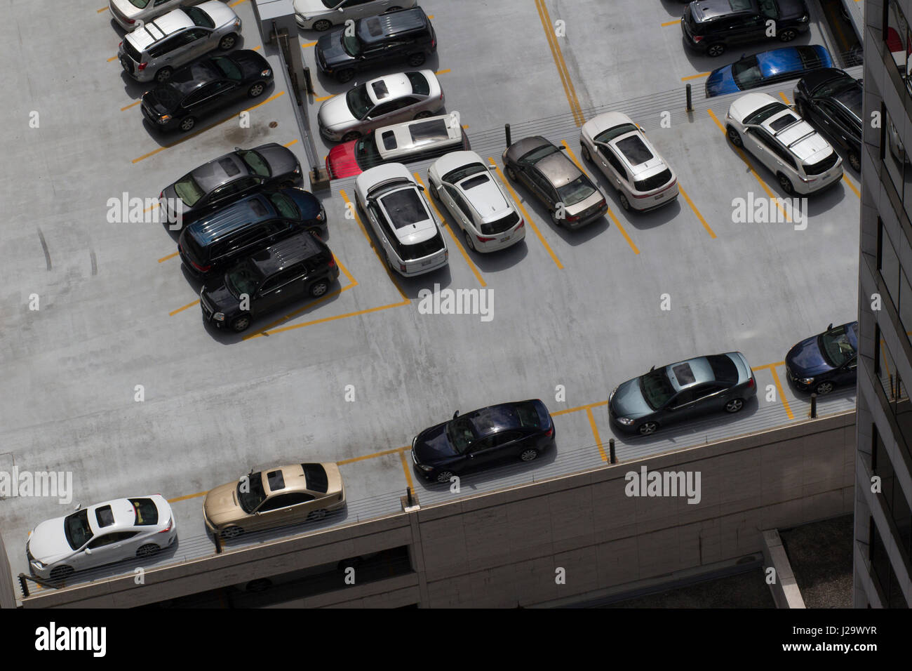 Cars parked in a city parking lot. Image taken from overhead Stock ...