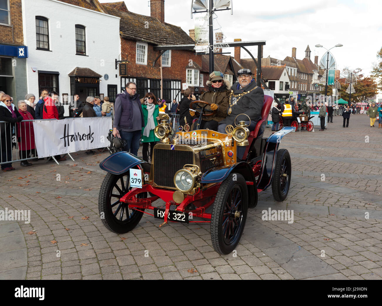 Mayor of Crawley sitting in the famous Genevieve, a 1904 Darracq, with ...
