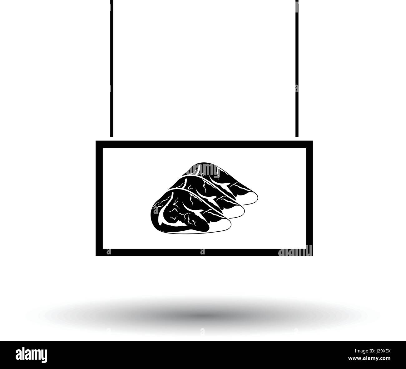 Meat market department icon. Black background with white. Vector ...