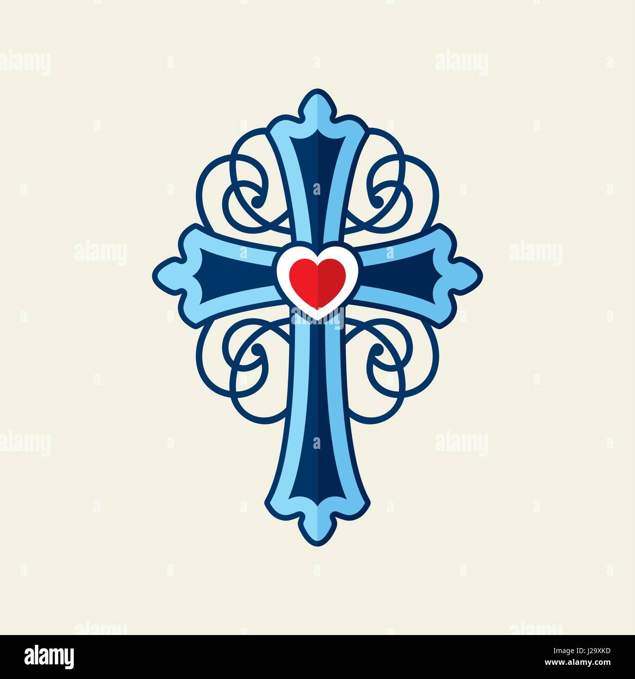 Church logo. Cross with decorative elements Stock Vector Image & Art ...