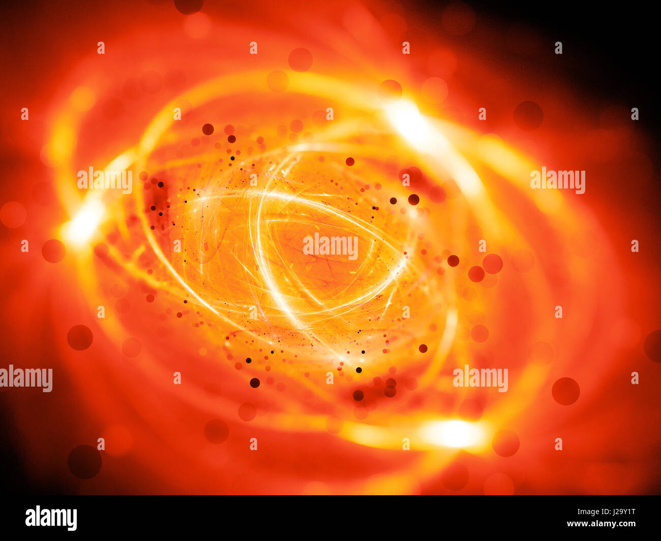 Fiery glowing plasma curves with particles or VPN network, computer ...