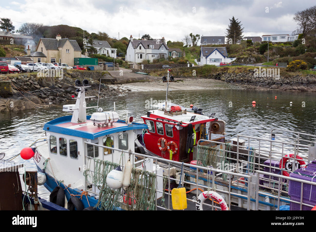 Carradale village on the east side of Kintyre, overlooking the ...