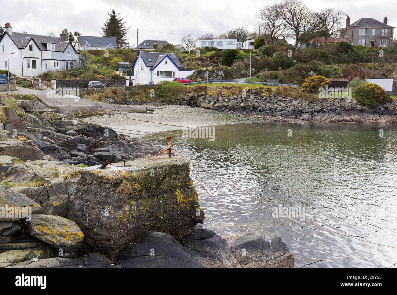Carradale village on the east side of Kintyre, overlooking the ...