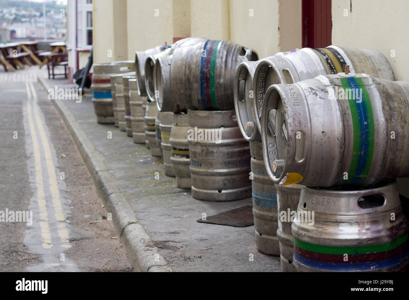 Beer barrels outside a pub Stock Photo - Alamy