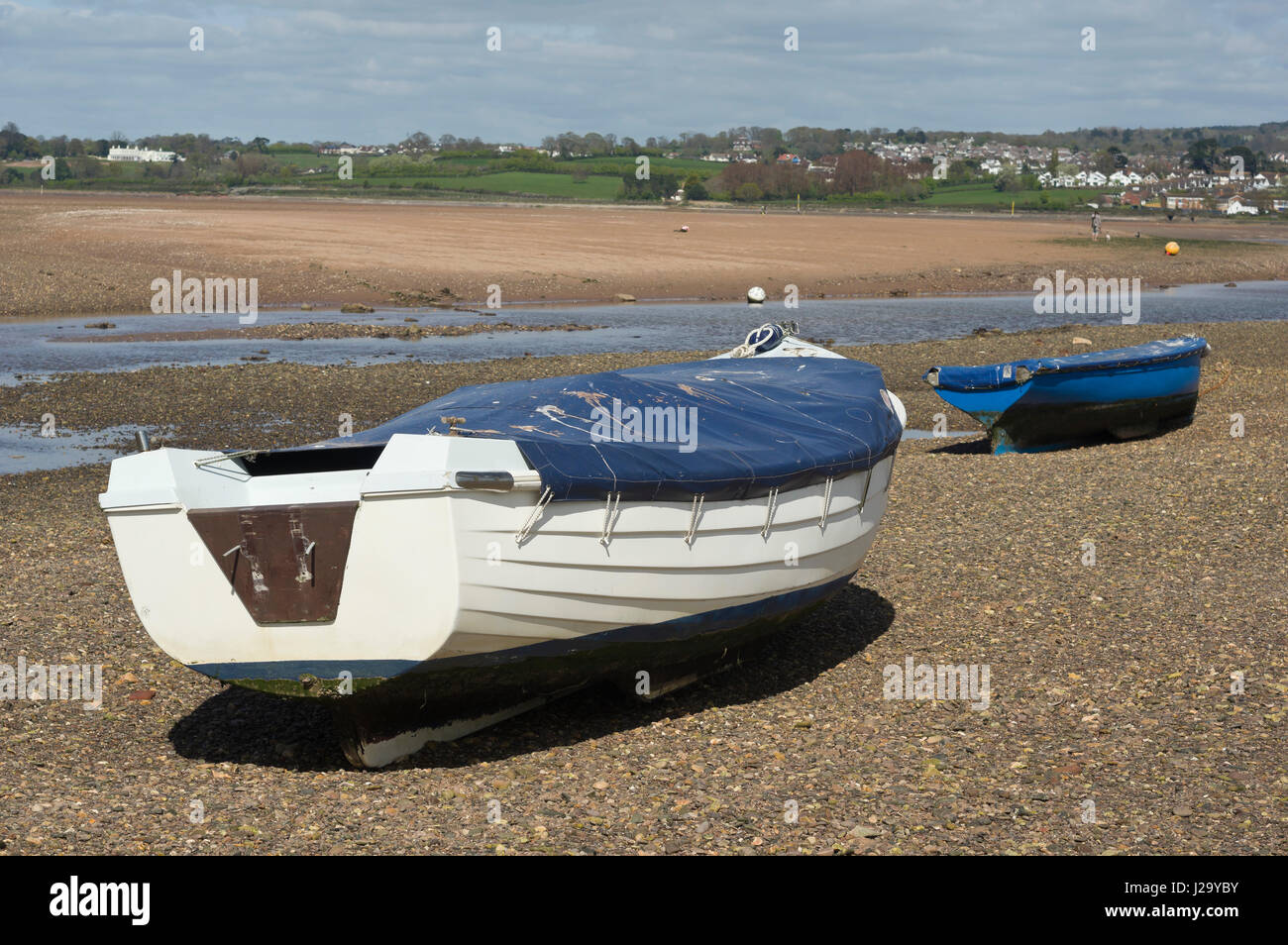 Boats at low tide, Exmouth, Devon Stock Photo - Alamy