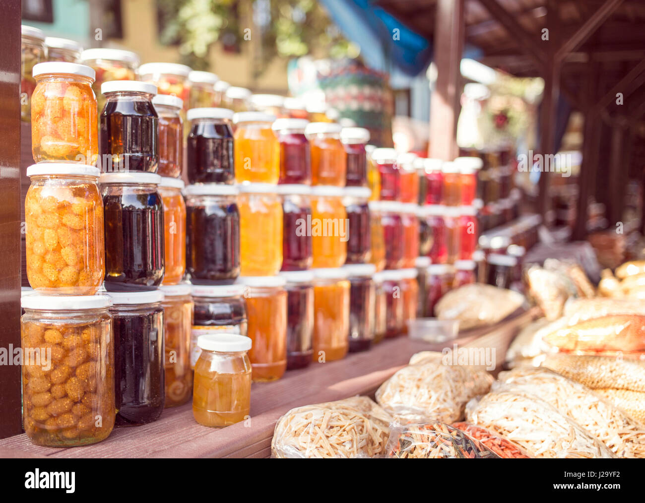 Jars of Jam and home made pasta Stock Photo - Alamy