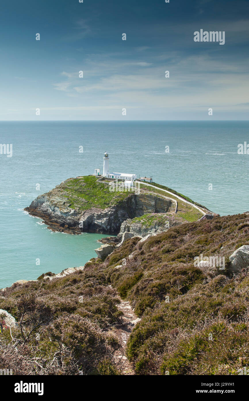 Path leading down to South Stack lighthouse Summer Anglesey, Wales, UK ...