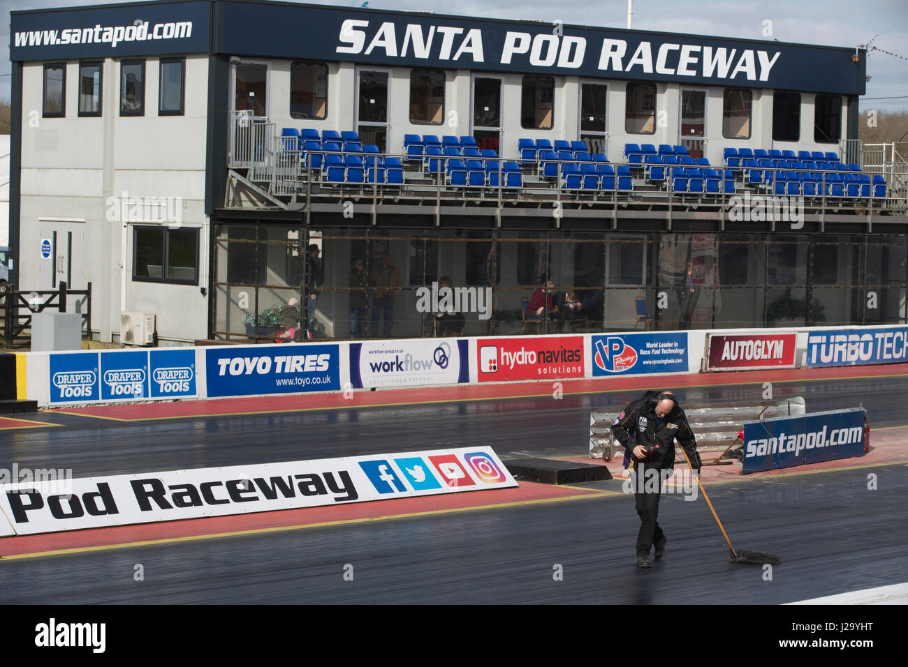 Santa Pod Raceway, located in Podington, Bedfordshire, England, is ...