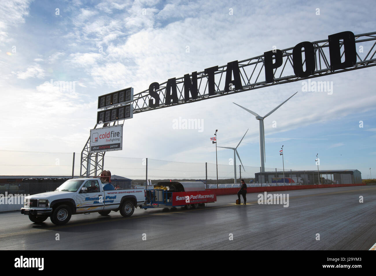 Santa Pod Raceway, located in Podington, Bedfordshire, England, is ...