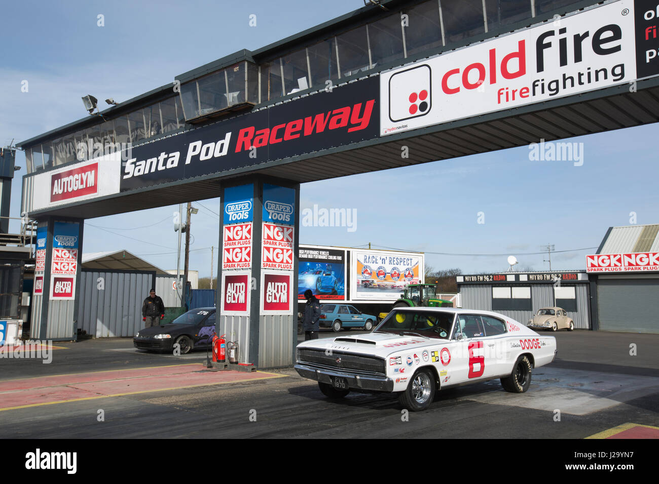 Santa Pod Raceway, located in Podington, Bedfordshire, England, is ...