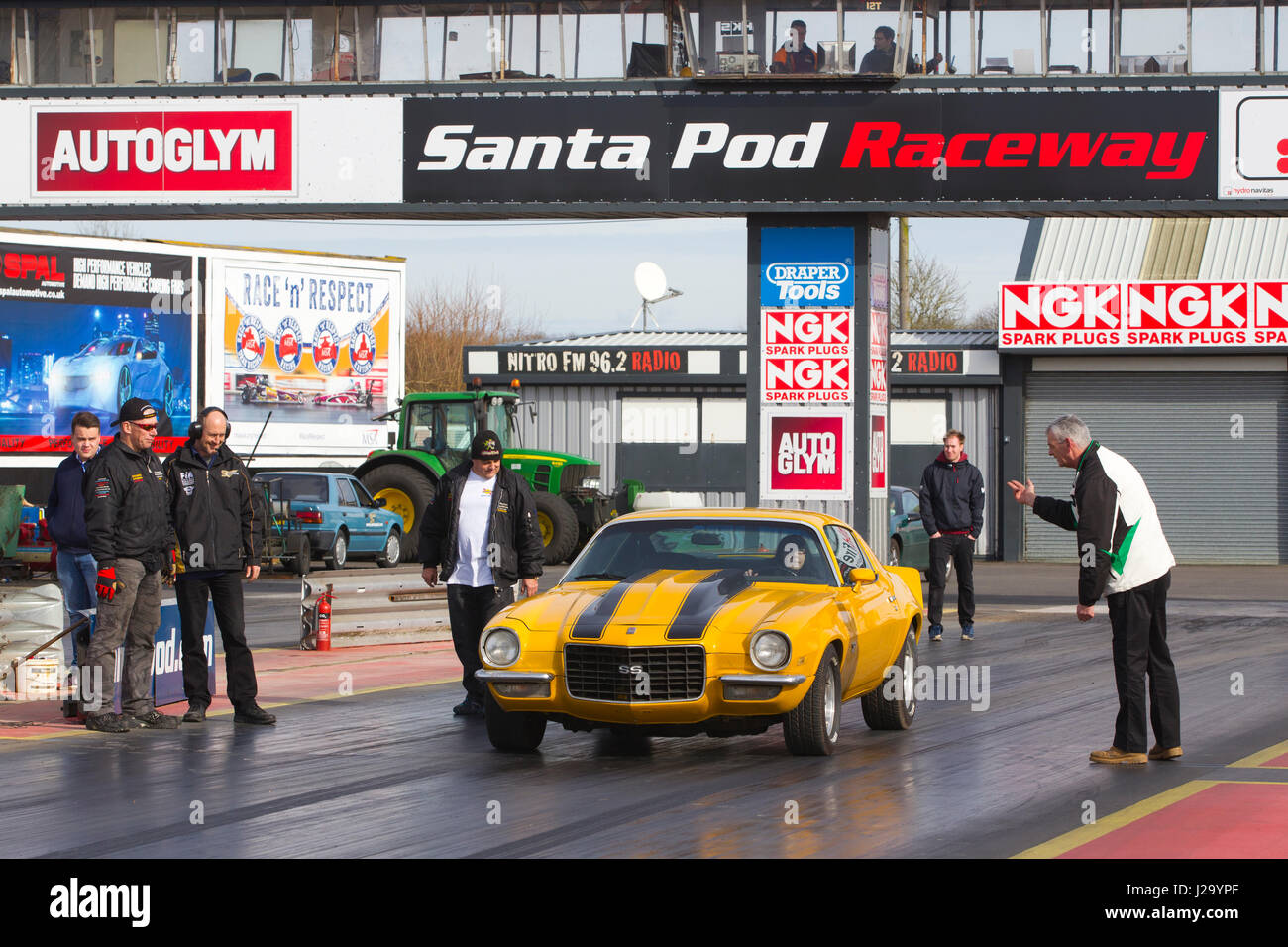 Santa Pod Raceway, located in Podington, Bedfordshire, England, is ...