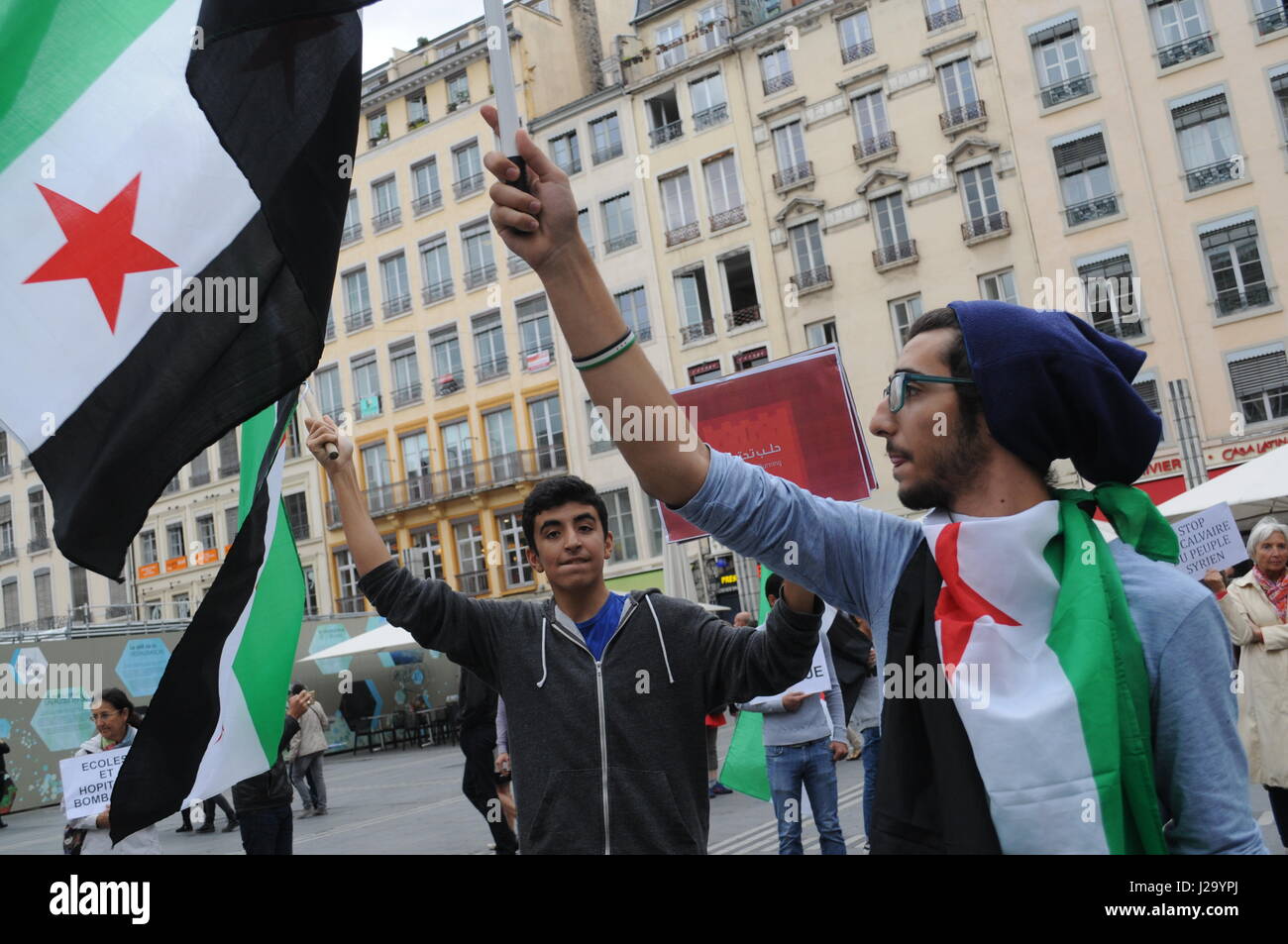 Members of french Syrian diaspora hold rally in Lyon to protest ...