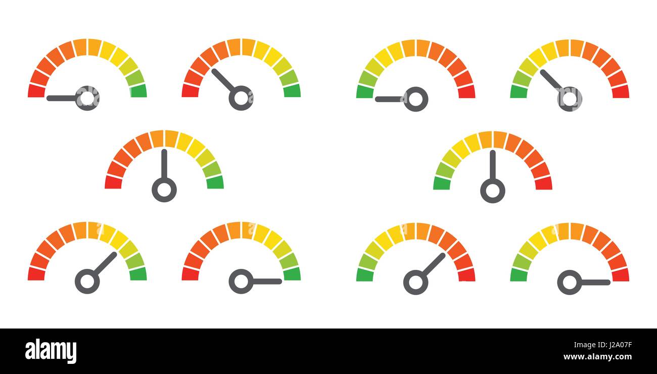 meter signs infographic gauge element from red to green and green to ...