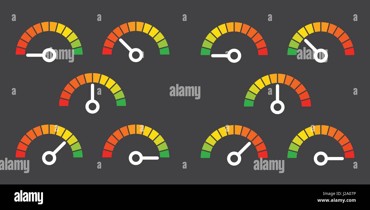 meter signs infographic gauge element from red to green and green to ...
