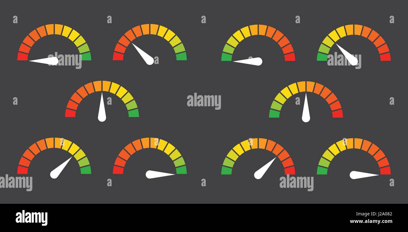 meter signs infographic gauge element from red to green and green to ...
