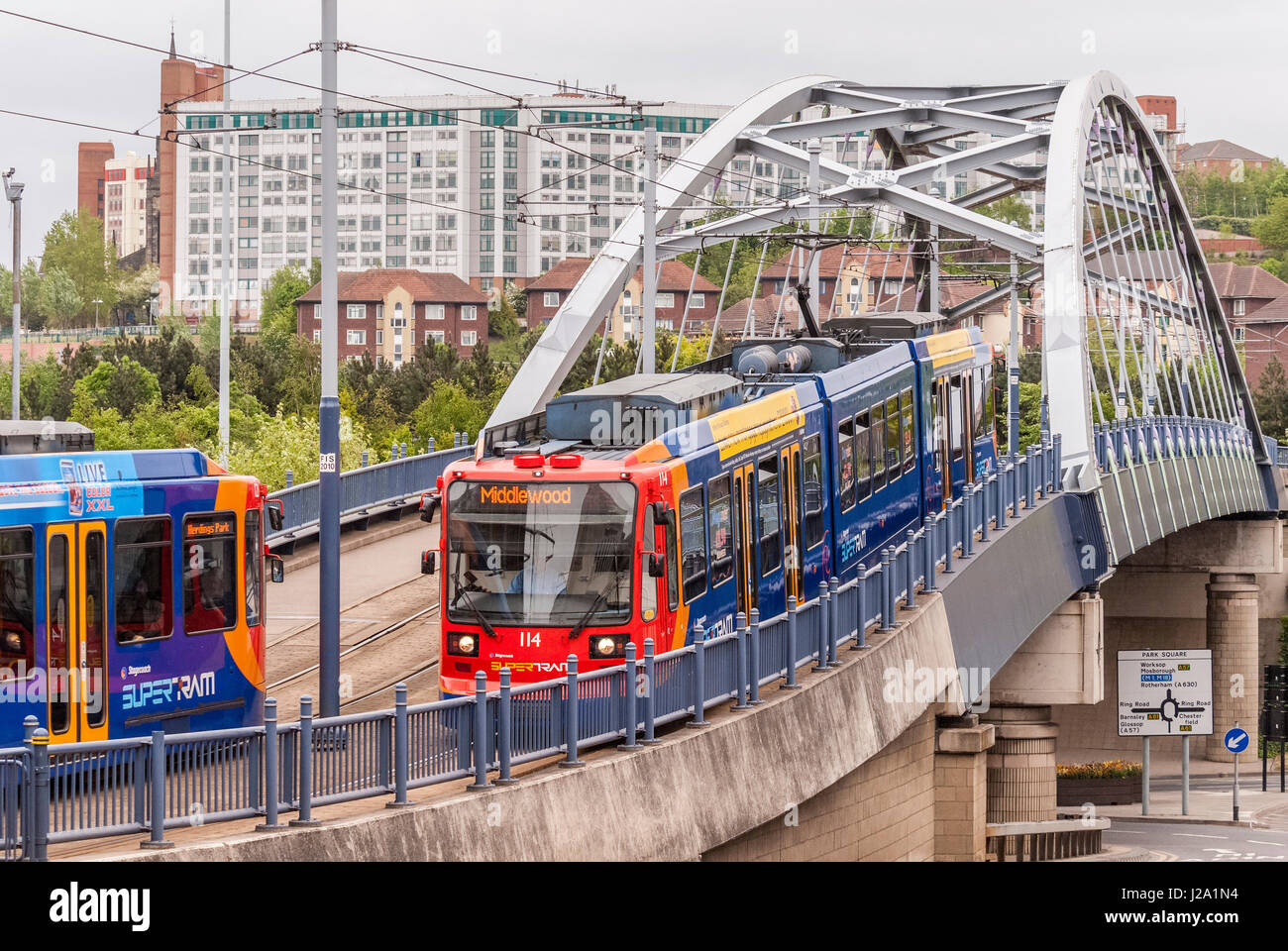 Supertram Sheffield city centre Stock Photo - Alamy