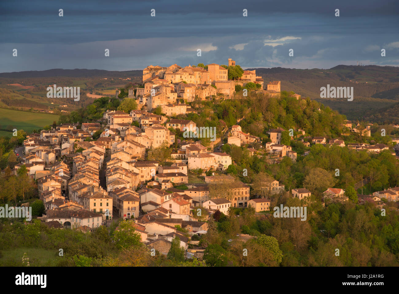 Medieval village on hilltop Stock Photo - Alamy