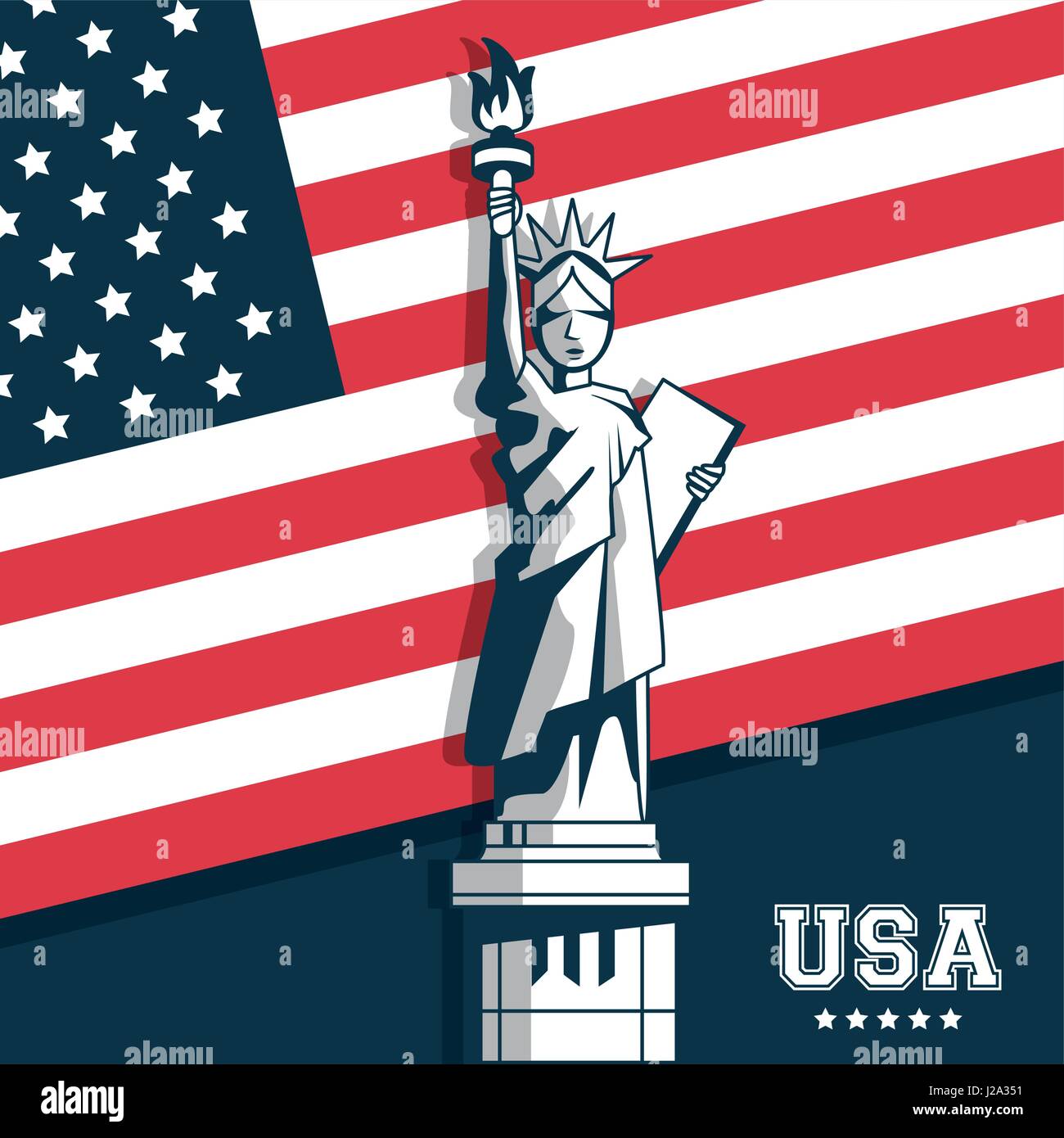 American flag american culture statue of liberty Stock Vector Images ...