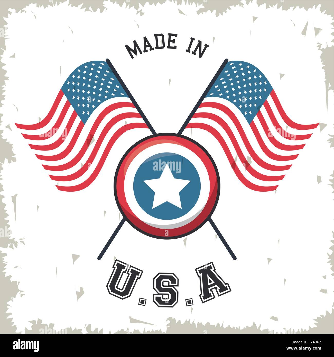 made in USA flag crossed with shield star emblem Stock Vector Image ...