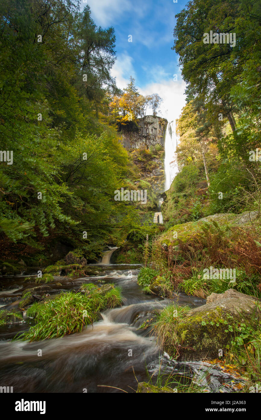 Llanrhaeadr waterfall and autumn colours taken with slow shutter speed ...