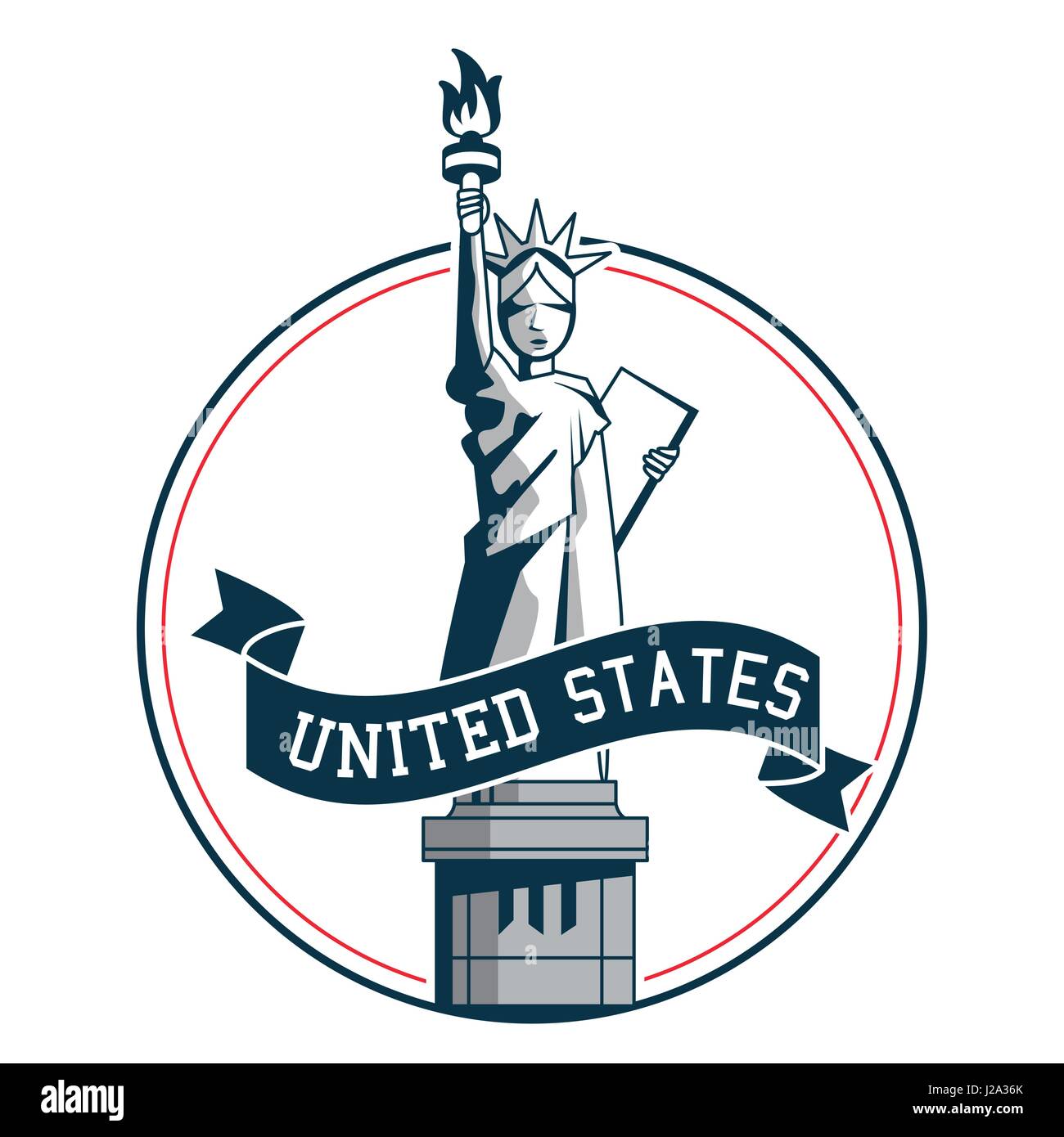 statue of liberty united states symbol badge design Stock Vector Image ...