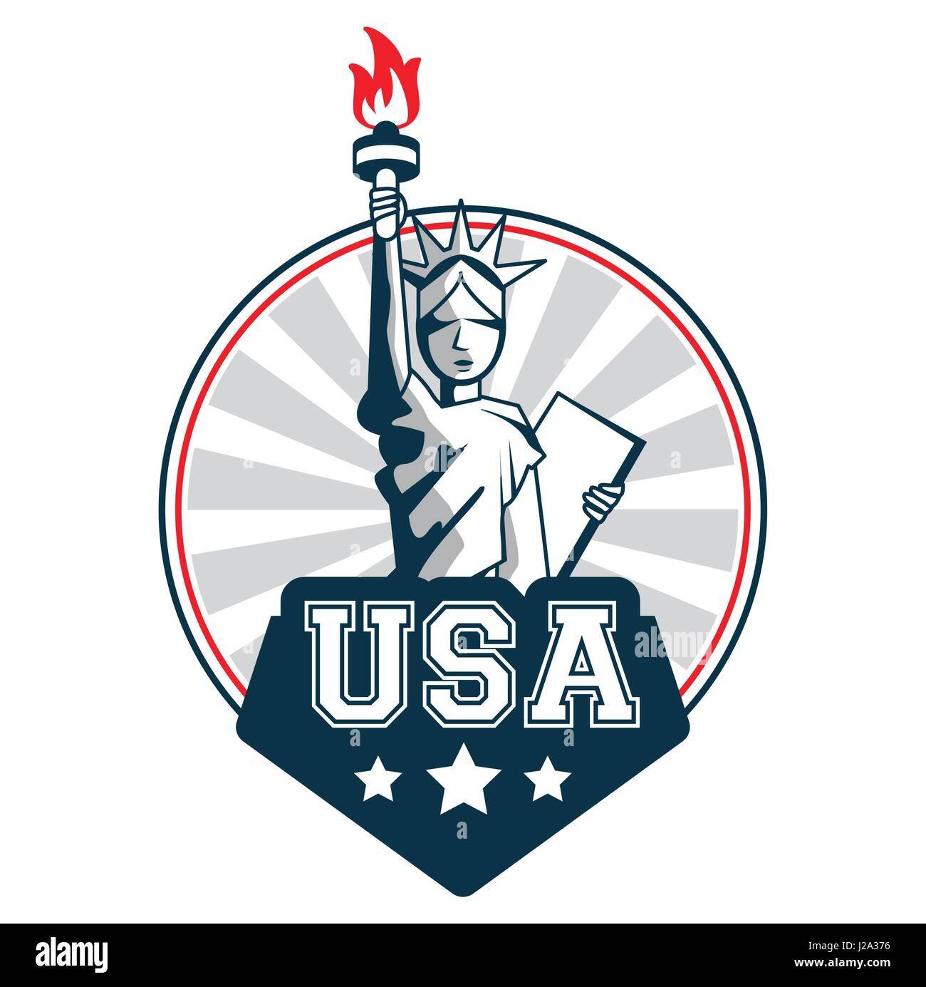 statue of liberty united states USA lettering label design Stock Vector ...