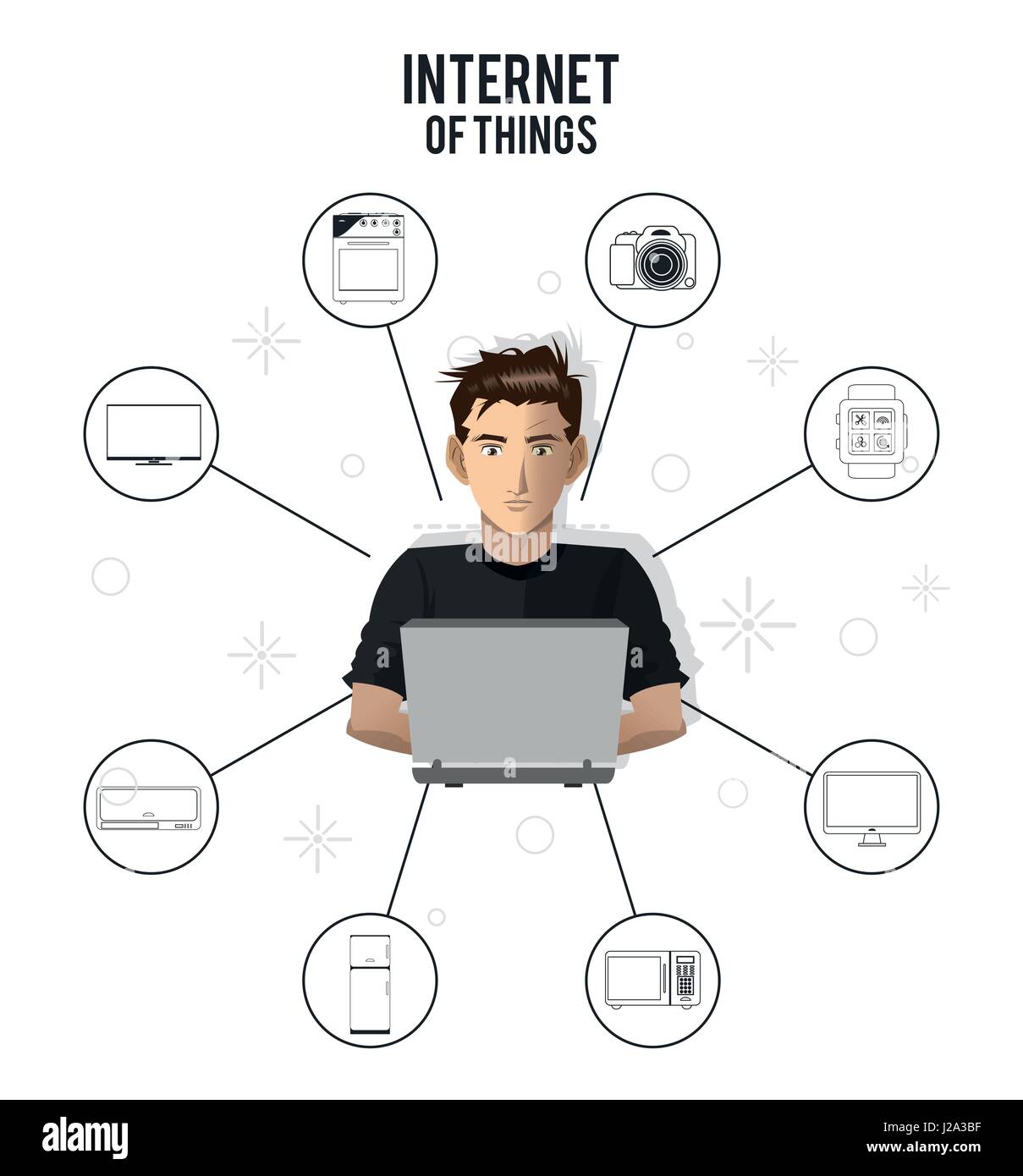 Businessman pointing screen touchpad digital Stock Vector Images - Alamy