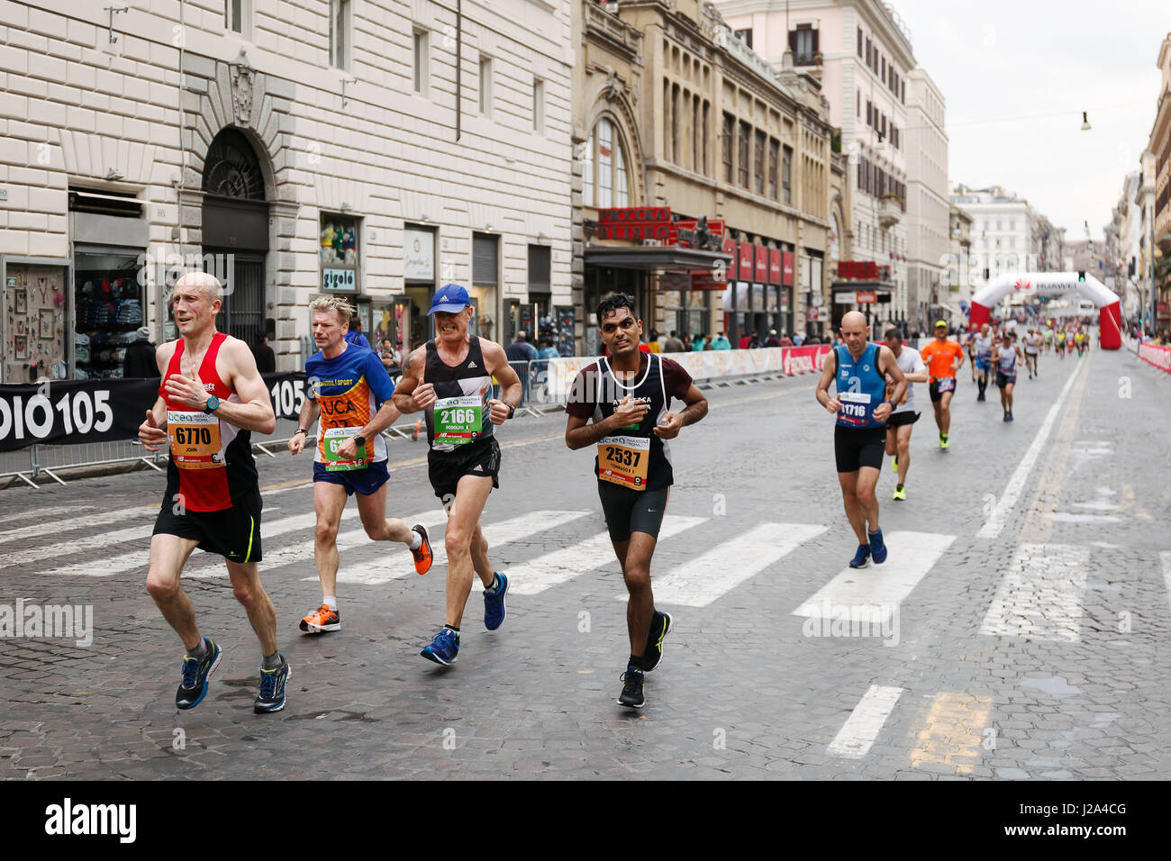 Rome, Italy - April 2, 2017: Athletes of the 23rd Marathon of Rome at ...