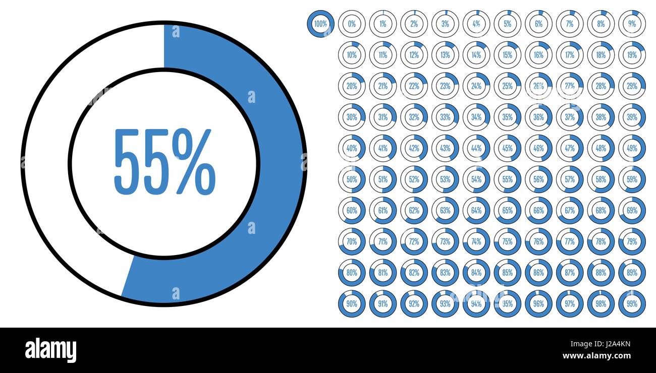 Set of circle percentage diagrams from 0 to 100 ready-to-use for web ...