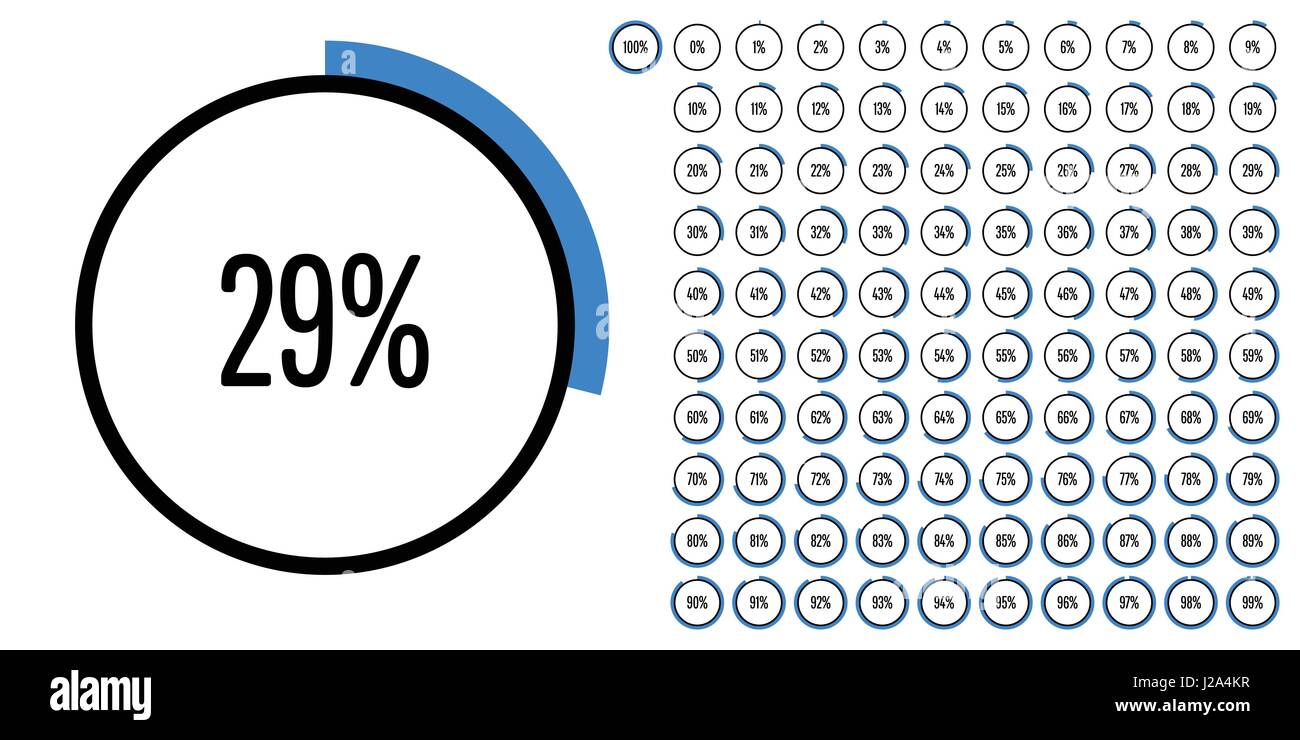 Set of circle percentage diagrams from 0 to 100 ready-to-use for web ...