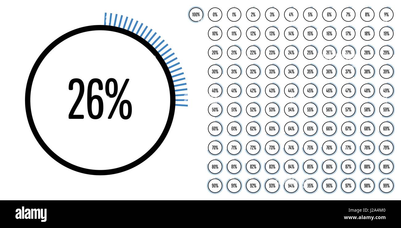 Set of circle percentage diagrams from 0 to 100 ready-to-use for web ...