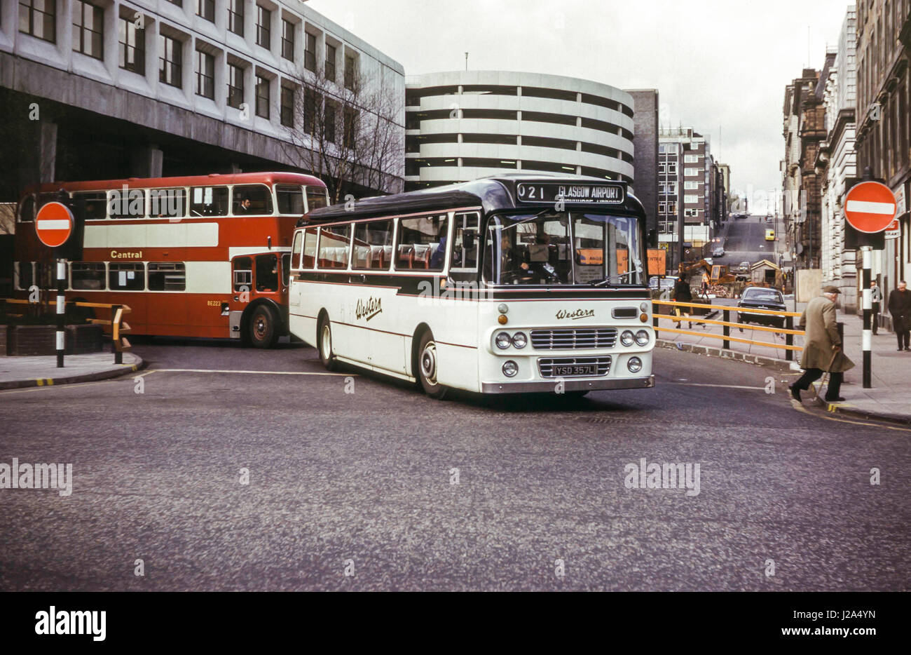 Glasgow, UK - 1973: Vintage image of bus on Glasgow streets in 1973 ...