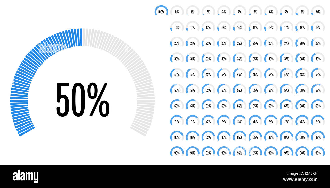 Set of circular sector percentage diagrams from 0 to 100 for web design ...