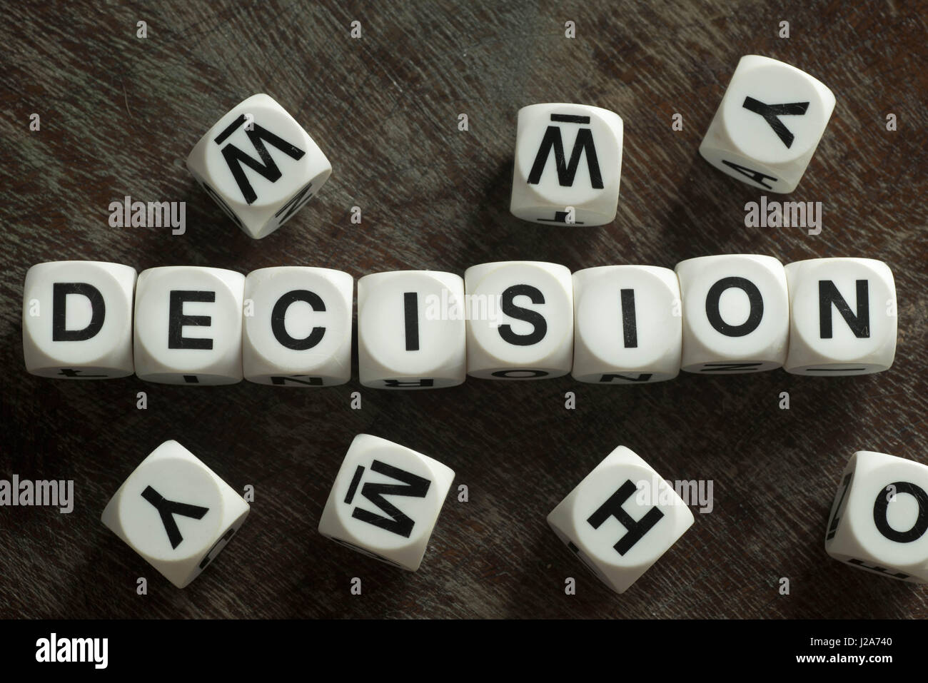 word decision on white toy cubes Stock Photo - Alamy