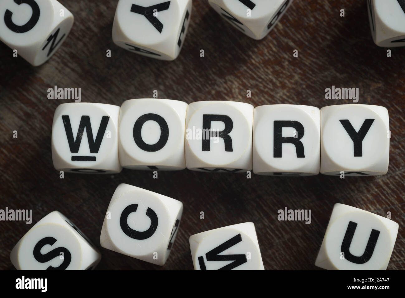 word worry on white toy cubes Stock Photo - Alamy