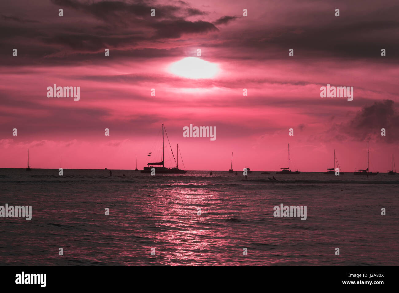 Pink Sunset off Maui Stock Photo - Alamy