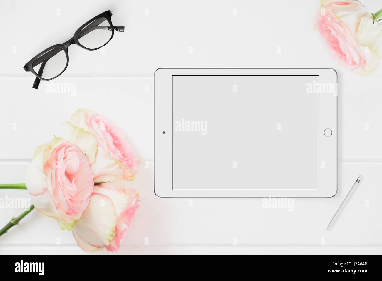 Horizontal Tablet Mockup Floral styled Mockup, overlay your design ...