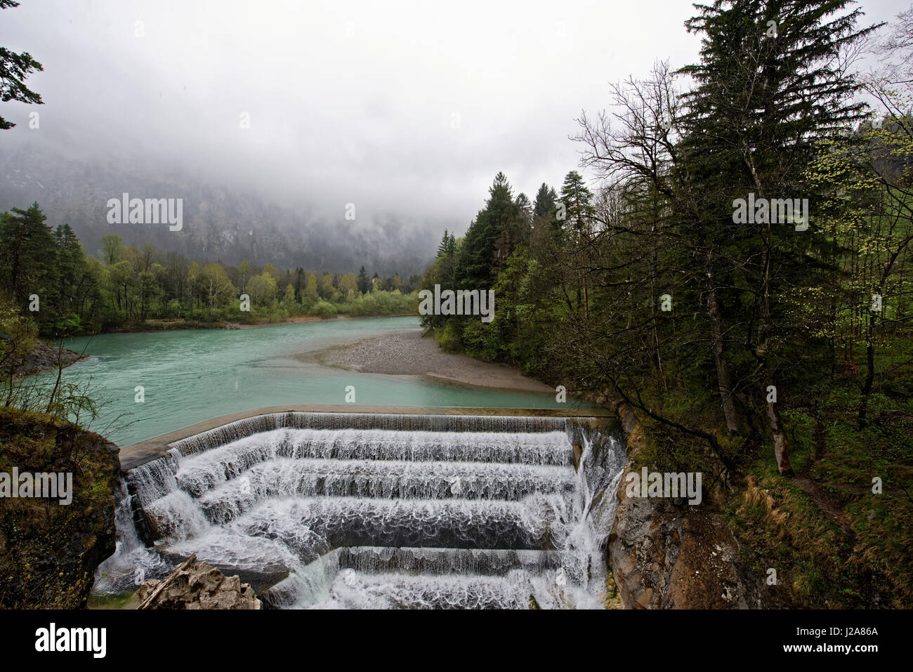 Lechfall in Füssen am Falkensteinkamm ,Ammergauer Alpen .Geotop Bayerns Stock Photo - Alamy