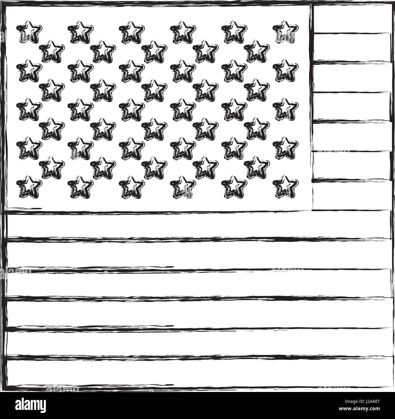 monochrome sketch of flag the united states in closeup Stock Vector ...