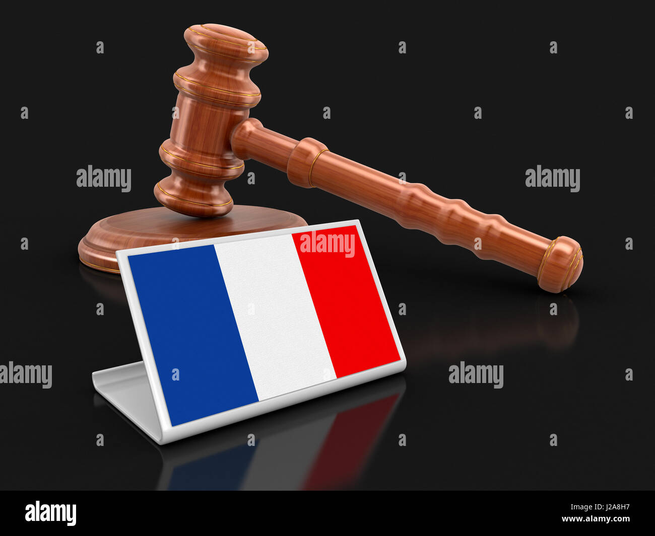 3d wooden mallet and French flag. Image with clipping path Stock Photo ...