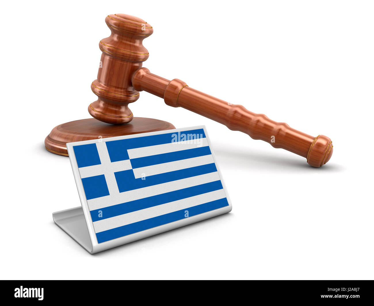 3d wooden mallet and Greek flag. Image with clipping path Stock Photo ...