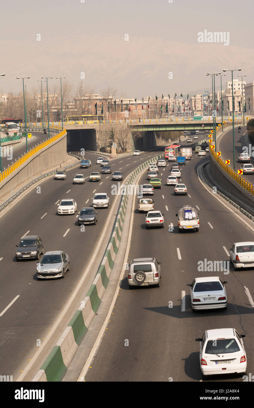 Tehran, IRAN - February 22, 2017 Emam ALi Highway at Noon Time, Cars ...