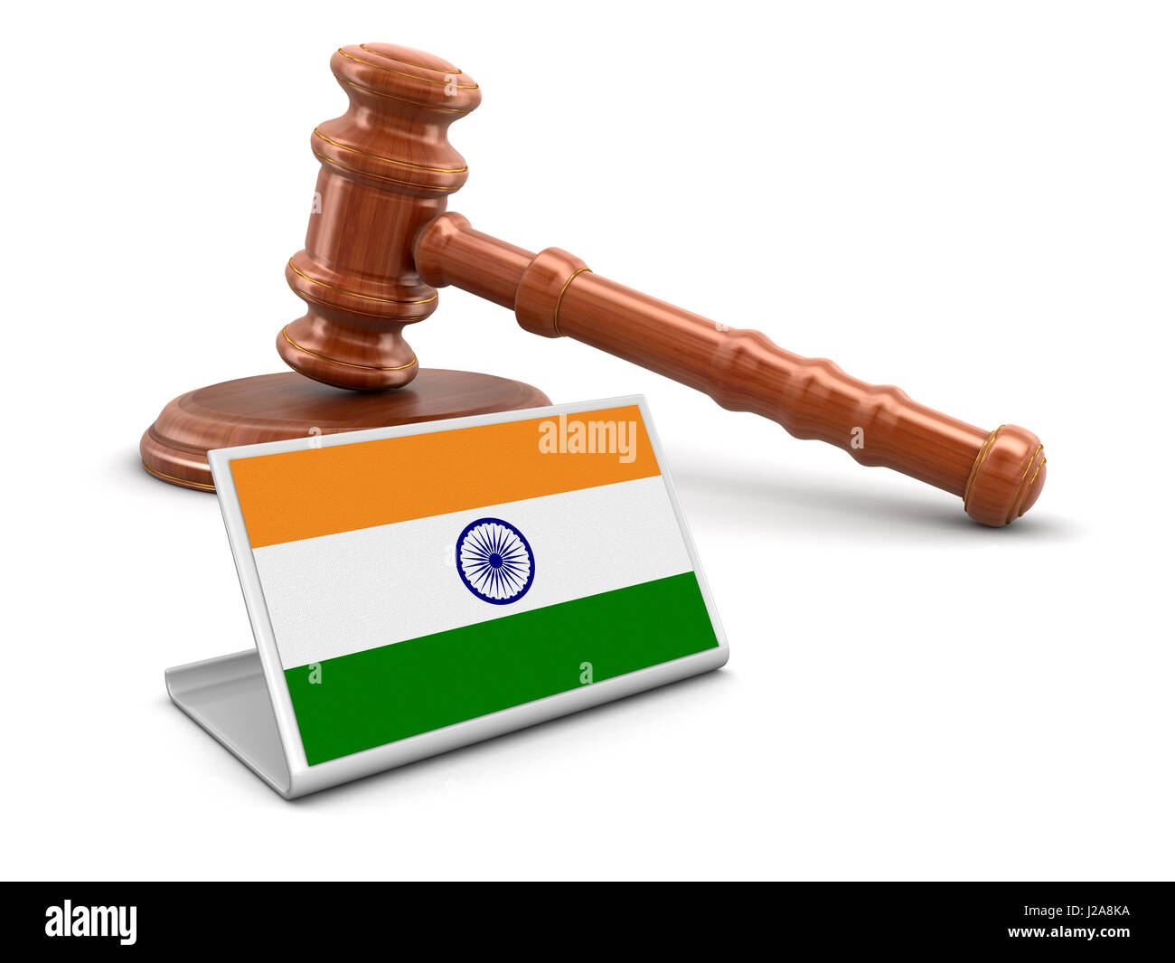 3d wooden mallet and Indian flag. Image with clipping path Stock Photo ...