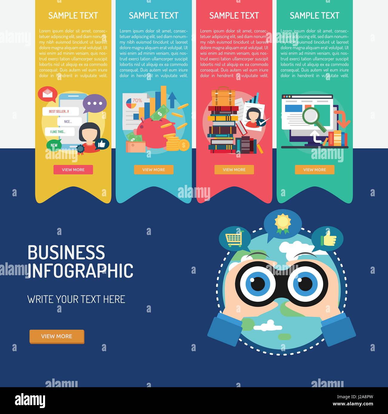 Set of great infographic flat design illustration concepts for business ...