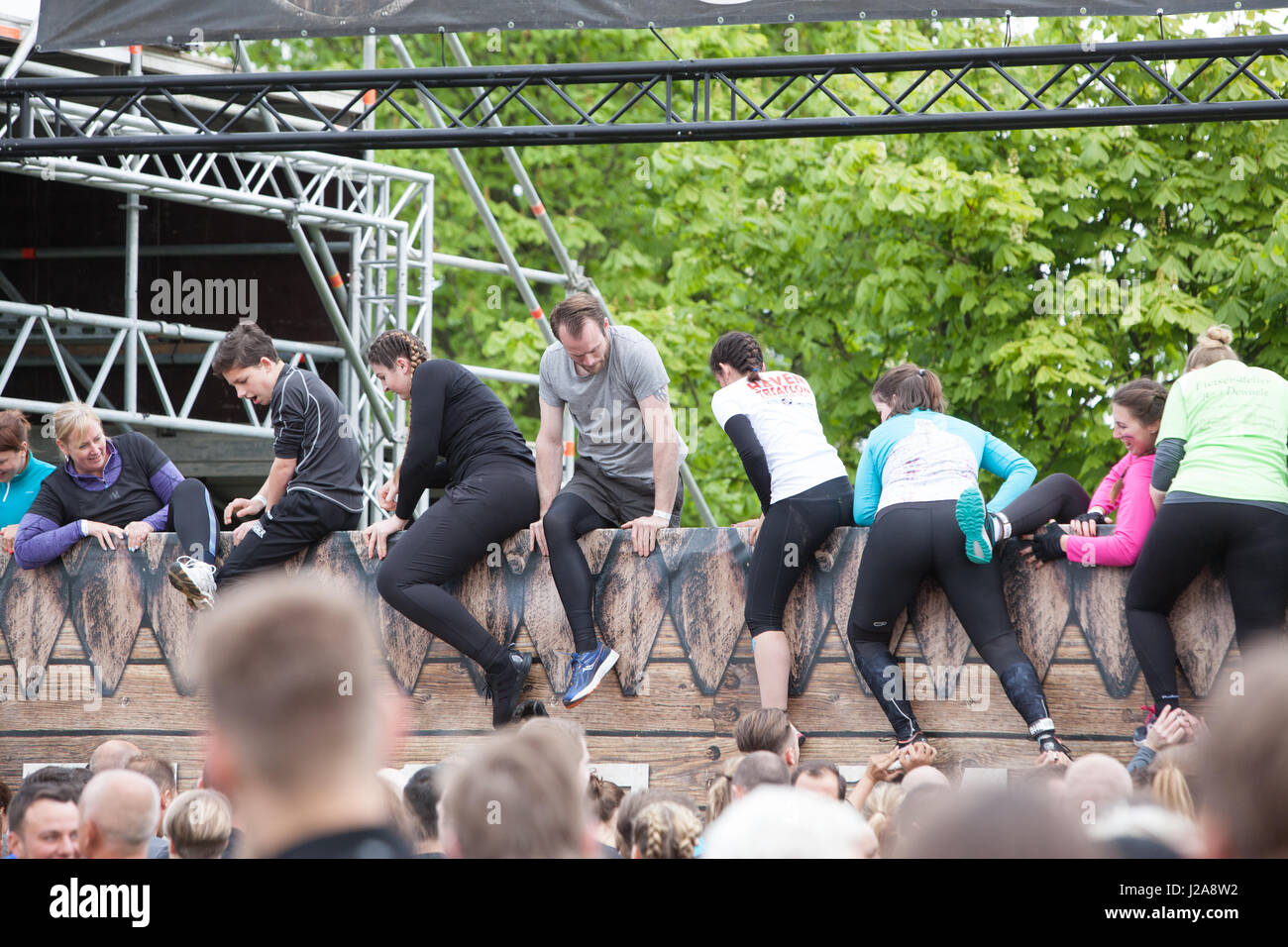 Editorial picture of contestants of the Strong Viking run obstacle race ...