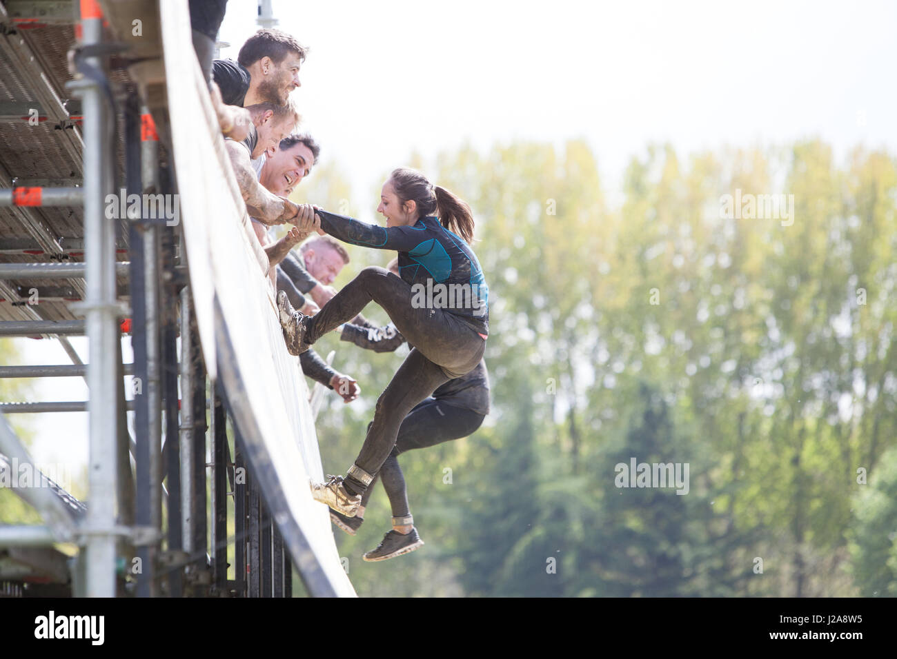 Editorial picture of contestants of the Strong Viking run obstacle race ...