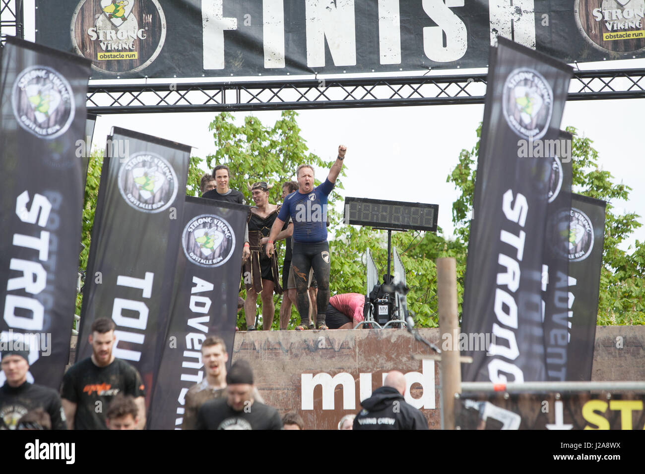 Editorial picture of contestants of the Strong Viking run obstacle race ...