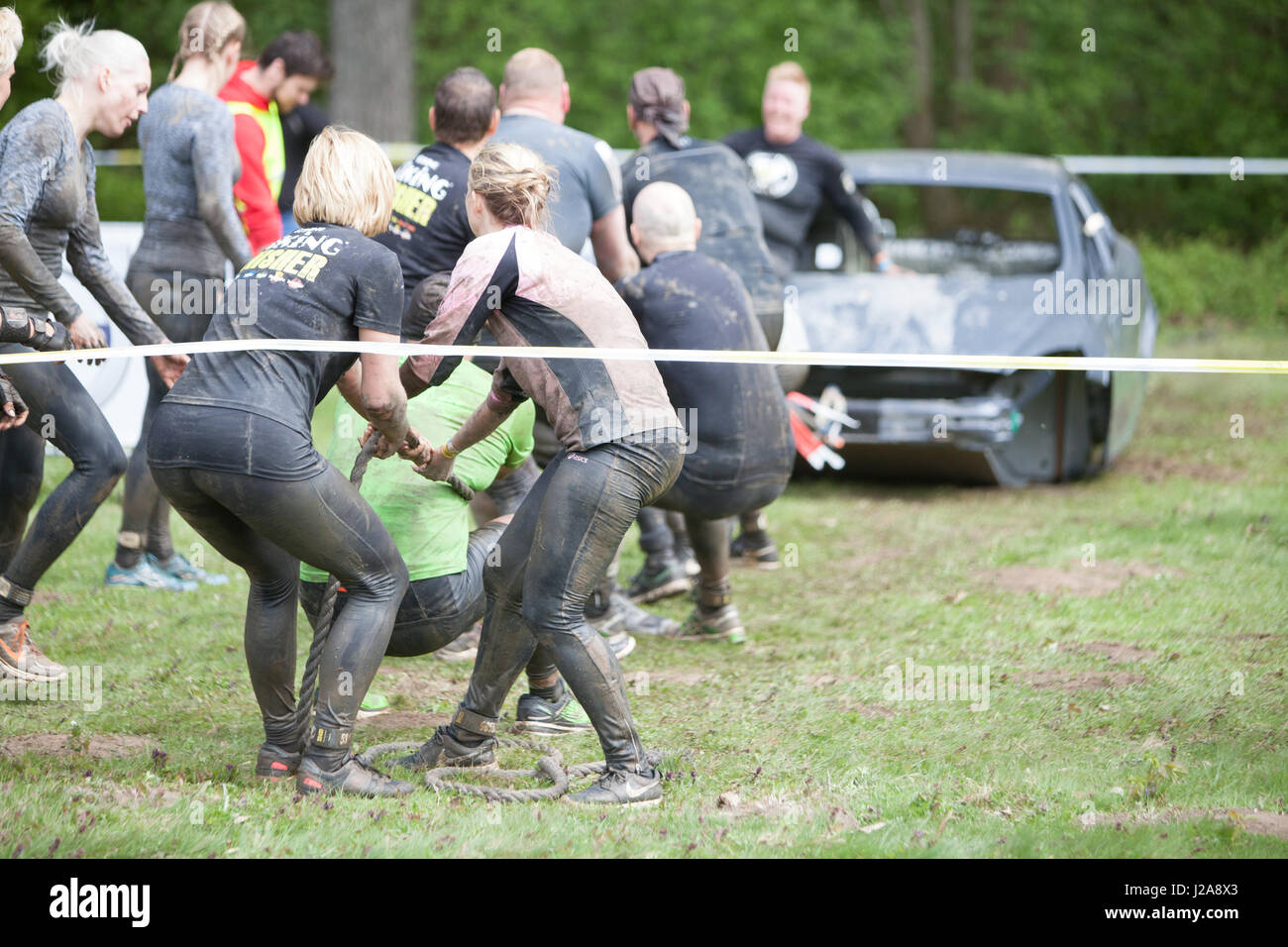 Editorial picture of contestants of the Strong Viking run obstacle race ...