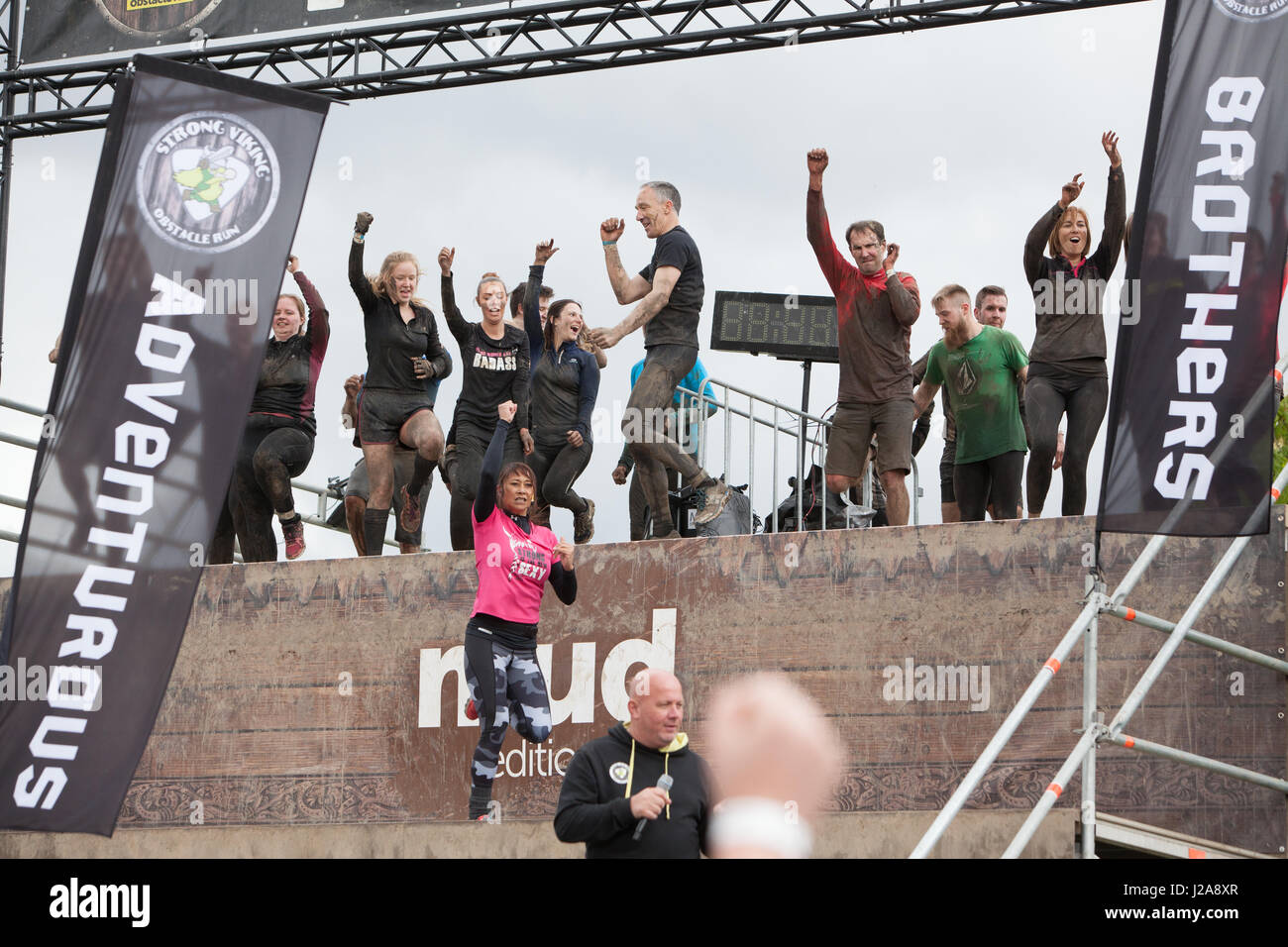 Editorial picture of contestants of the Strong Viking run obstacle race ...