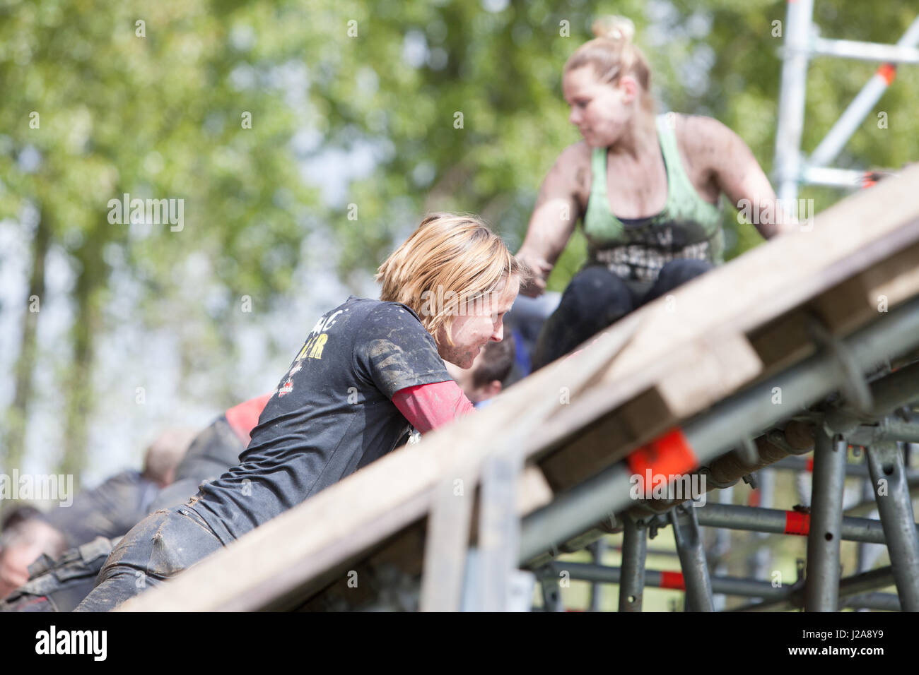 Editorial picture of contestants of the Strong Viking run obstacle race ...